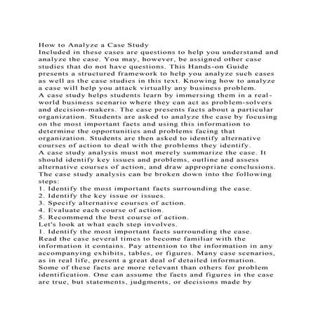 How to Analyze a Case StudyIncluded in these cases are questions.docx