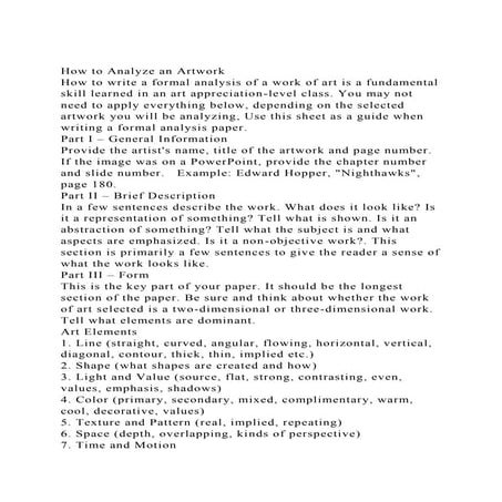 How to Analyze an Artwork How to write a formal analysis of a wo.docx | Religion & Spirituality
