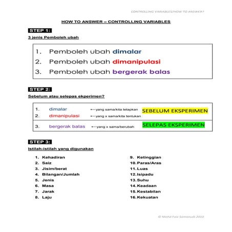 How to answer (controlling variables) | PDF