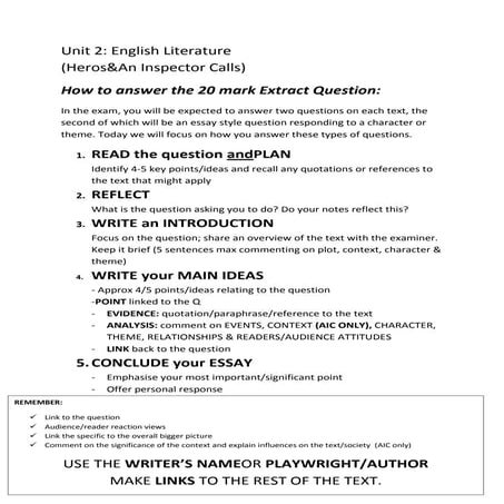 How to answer the 20 mark (essay) question | DOCX