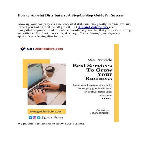How to Appoint Distributors: A Step-by-Step Guide for Success. | PDF