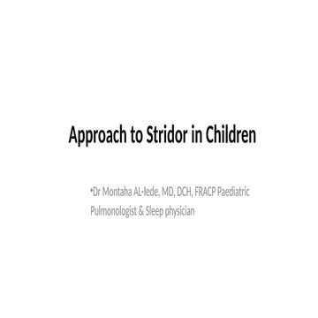 Stridor In Children | PPTX