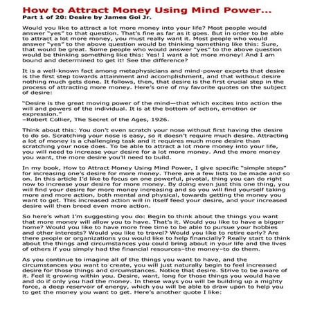 How to attract money using mind power | PDF