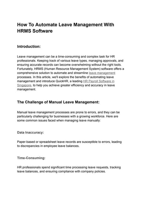 How a Leave Management System Benefits Your Organization? | PPT