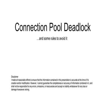 How To Avoid Connection Pool Deadlock Ppt 