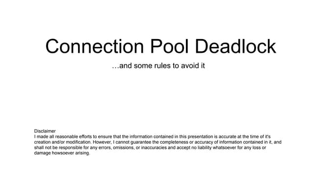 How To Avoid Connection Pool Deadlock Ppt
