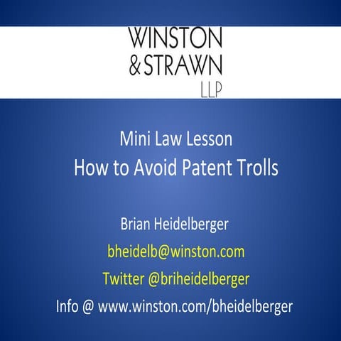 How to Avoid Patent Trolls - Mini Law Lesson | PPT