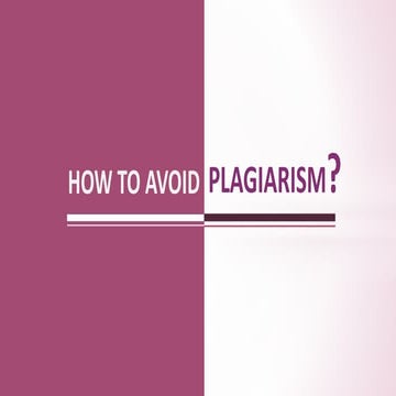 How to avoid Plagiarism? | PPTX