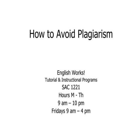 How To Avoid Plagiarism | PDF