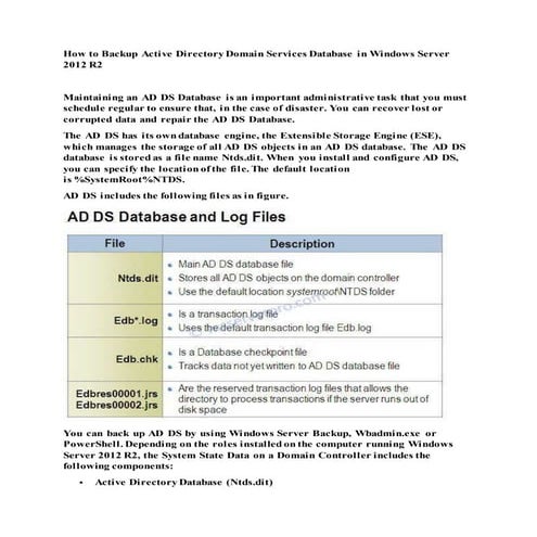 How to backup active directory domain services database in windows ...