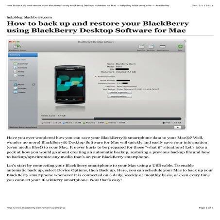 How to back up and restore your black berry using blackberry desktop software for mac — helpblog ...