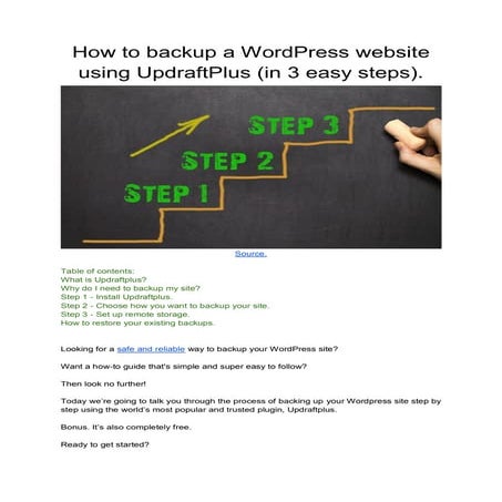 How To Backup A Wordpress Website Using Updraftplus In 3 Easy Steps