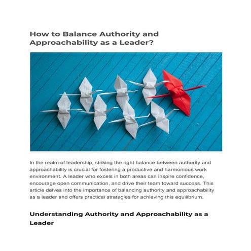 How to Balance Authority and Approachability as a Leader? | CIO Women ...
