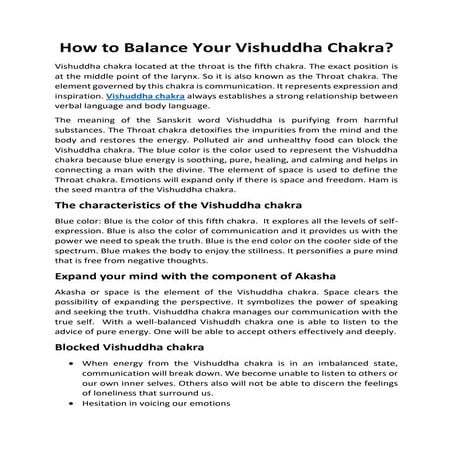 How to Balance Your Vishuddha Chakra | PDF | Ear, Nose and Throat ...