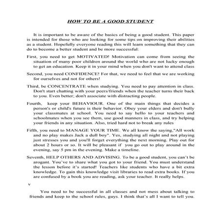 How to be a good student | RTF | Education