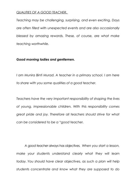 Qualities of a good teacher | PPTX