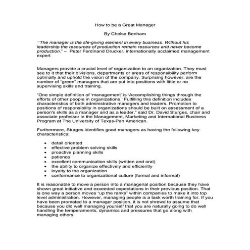 How to be a great manager | DOC