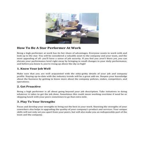 How to be a star performer at work | PDF