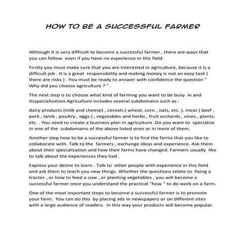 How to be a successful farmer | DOCX