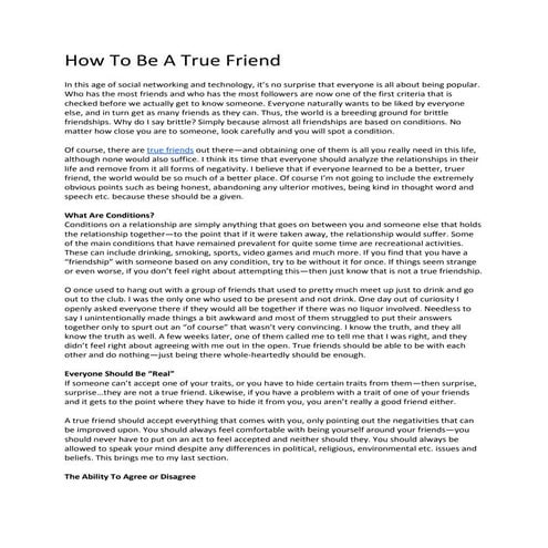 How to be a true friend | DOCX