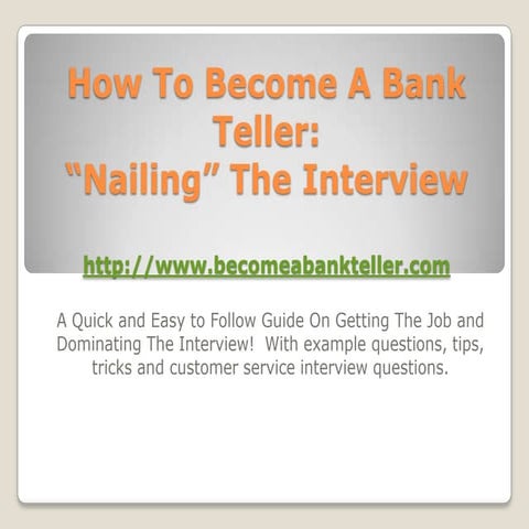 How to become a bank teller | PPTX