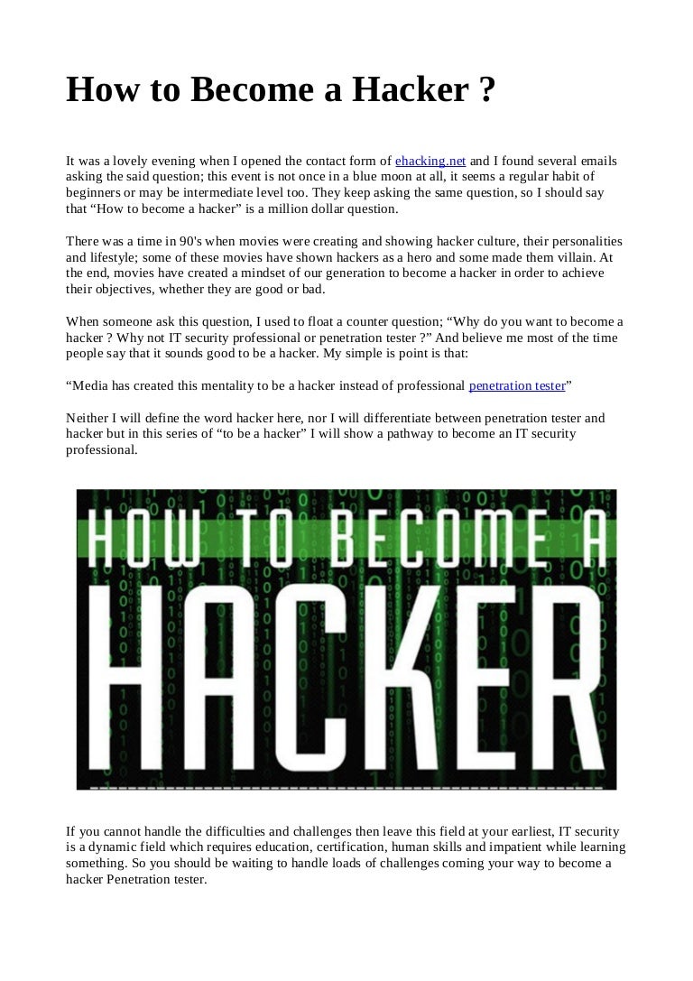 How to become a hacker?