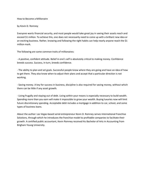 Millionaire Secret pdf | PDF