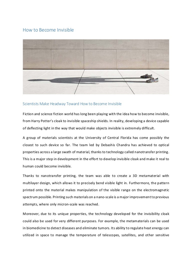 How to Become Invisible