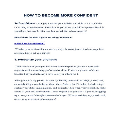 Self confidence | PDF
