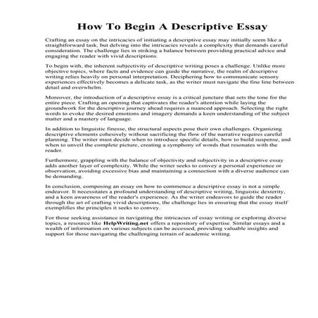 How To Begin A Descriptive Essay. Guidelines for writing descriptive ...