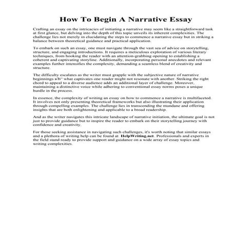How To Begin A Narrative Essay. Starting of a narrative essay | PDF