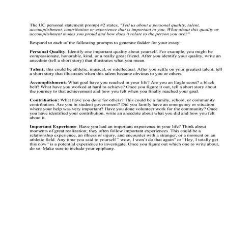 How to begin the uc personal statement prompt #2 | PDF
