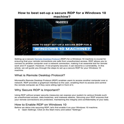 How to best set-up a secure RDP for a Windows 10 machine.docx