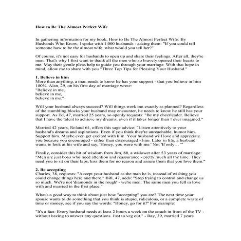 How To Be The Almost Perfect Wife | DOCX