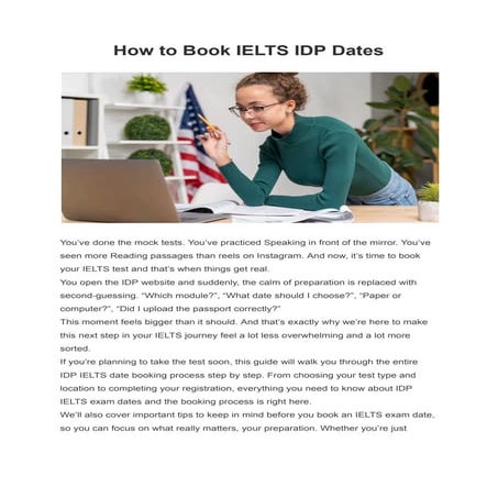 How to Book IELTS IDP Dates | OOPS Study | PDF