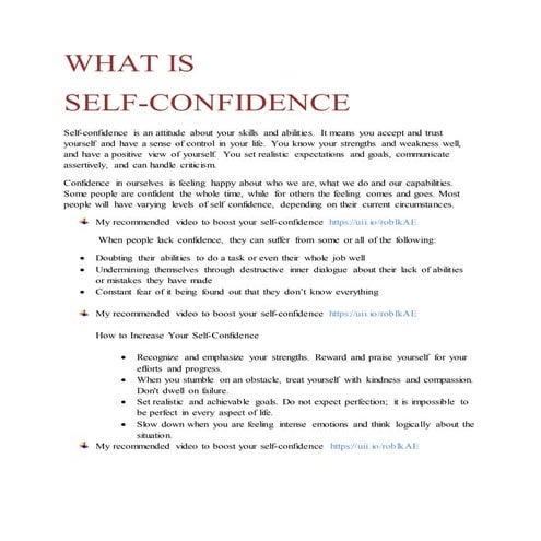 How to boost self confidence | PDF