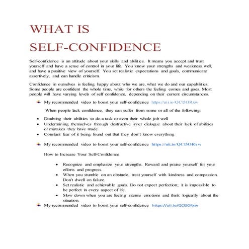 How to boost self confidence | PDF