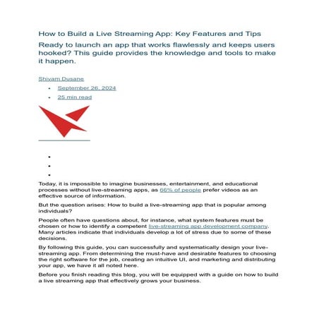 How to Build a Live Streaming App Scalevista | PDF