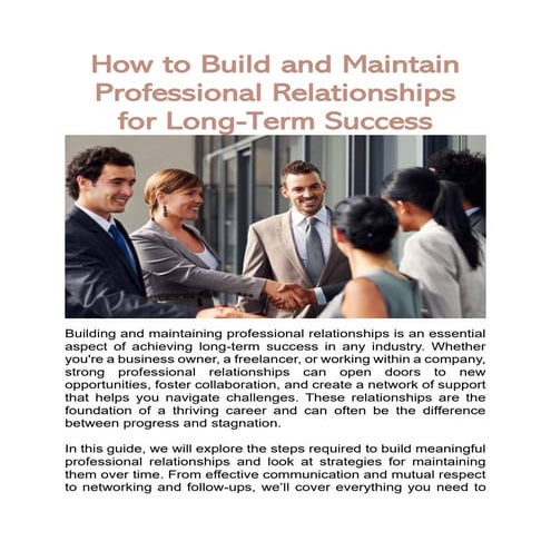 How to Build and Maintain Professional Relationships for Long-Term ...