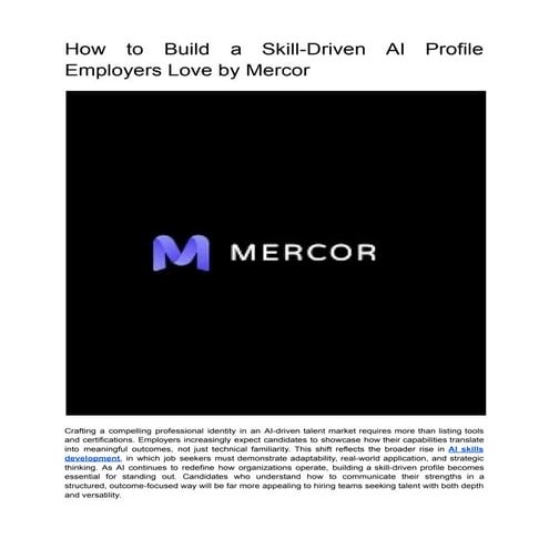 How to Build a Skill-Driven AI Profile Employers Love | PDF