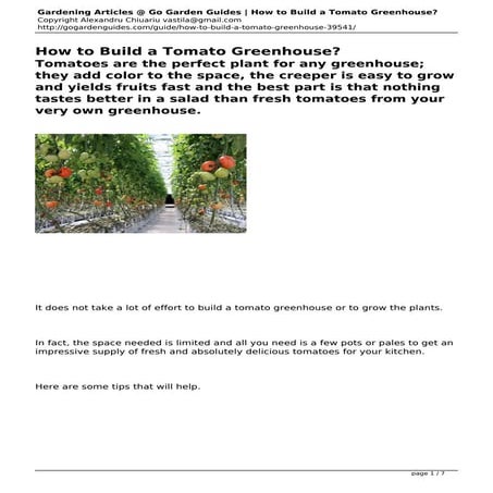 How to Build a Tomato Greenhouse Plans | PDF