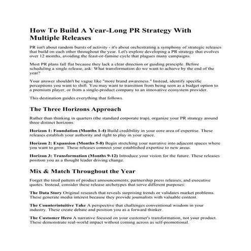 How To Build A Year-Long PR Strategy With Multiple Releases | DOCX