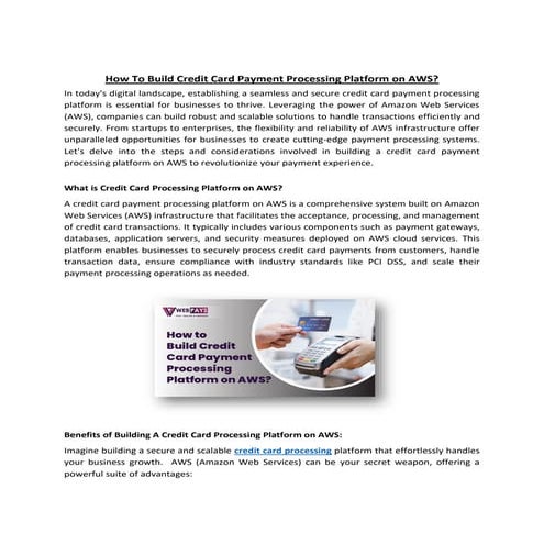 How To Build Credit Card Payment Processing Platform on AWS? | PDF