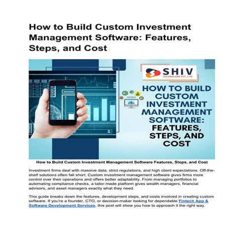 Custom Investment Software: Key Features & Guide | PDF