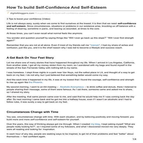 How to build self confidence and self-esteem | PDF