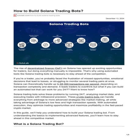 How to Build Solana Trading Bots.pdf. overview | PDF
