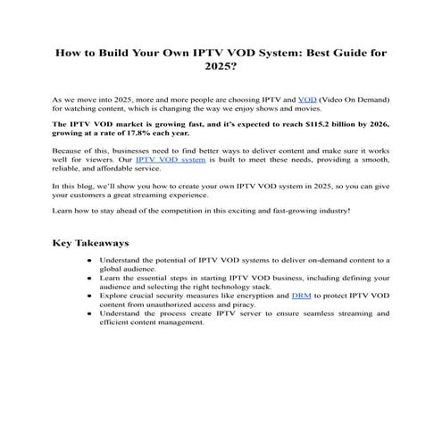 How to Build Your Own IPTV VOD System: Best Guide for 2025? | PDF