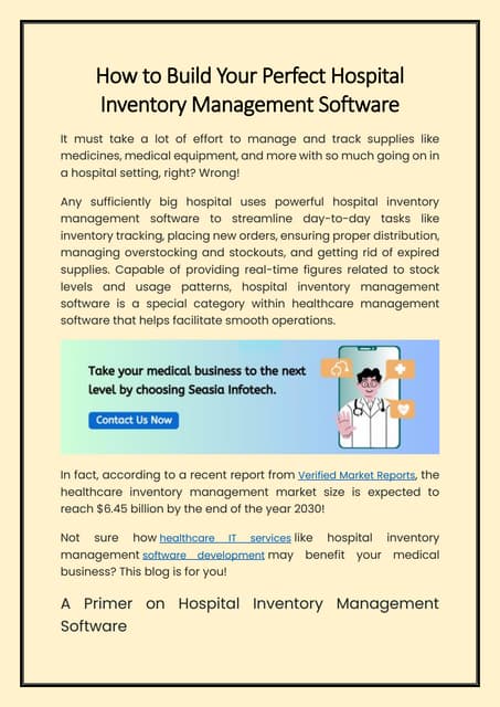 An Ultimate Guide to Inventory Management System for Hospitals | PDF