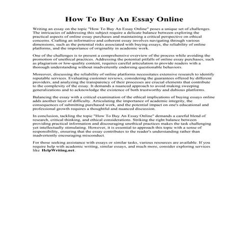 How To Buy An Essay Online | PDF