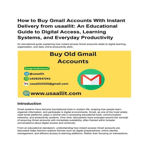 How to Buy Gmail Accounts With Instant Delivery from usaallit.pdf